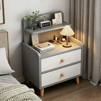 Generic Hoher Nachttisch, Nachttisch Mit Schubladen Und Verdickten Schrankbeinen Aus Massivholz, Doppelschichtige &ouml;Ffnung Zur Aufbewahrung for Arbeitszimmer, 