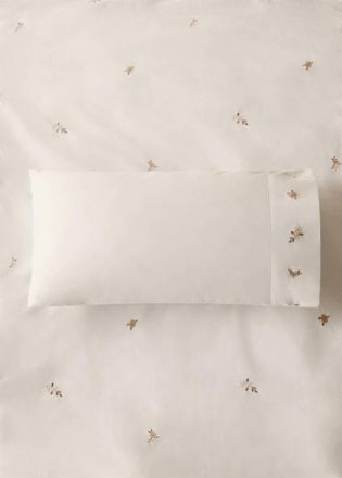 Mango Taie doreiller enfant percale de coton fleur brod&eacute;e 30x50 cm blanc - Home - 30x50cm - MANGO HOME