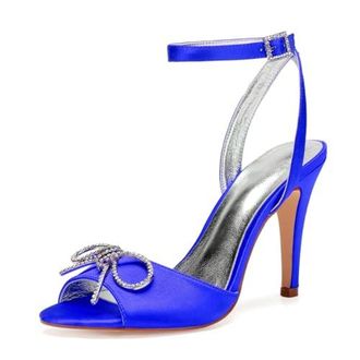 Generic Chaussures De Mariage À Talon Haut Sandales Élégant Bout Ouvert Sexy Mariée Dress Fête High Heels 10.5Cm,Bleu,36 EU