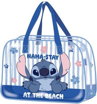 Disney Stitch Sac de Plage, Sac de Voyage, Grand Sacs à Dépenses, Design Transparent, Sacs à Bandoulière Cadeau pour Femmes et Adolescents, bleu