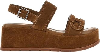 Hogan Femme, Chaussures, Brun, Taille: 38 EU H703 Suede Platform Sandal