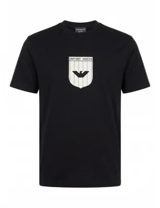 Emporio Armani Mens Crewneck T-Shirt Black Cotton T-Shirts And Polos