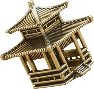 Artibetter Vintage Messing Pavillon Miniatur mit Kunstvoller Detailverarbeitung Dekoratives Bonsai Gartenornament f&uuml;r Wohnzimmer B&uuml;ro und Indoor deko Stabiles Dr