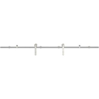 vidaXL Kit fixation porte coulissante 183 cm Acier inoxydable Argent&eacute; Vidaxl