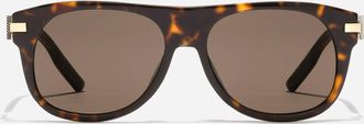 Dolce & Gabbana Metal Plaque Sunglasses - Frau Neuheiten Havana Acetat Onesize