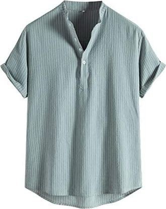 Generic Chemise en Lin Homme Chemise D&eacute;t&eacute; Casual,Chemise Jeans Homme Business Chemise avec Poche Coupe R&eacute;guli&egrave;re Chemise Homme Hawa&iuml;enne Tee Shirt Blanc Maill