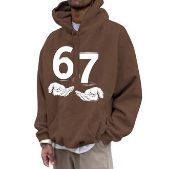 Generic Sweat &agrave; capuche 6 7 mains imprim&eacute; - Pull &agrave; capuche amusant &agrave; manches longues pour lautomne | pour les vacances quotidiennes, caf&eacute;, 3XL