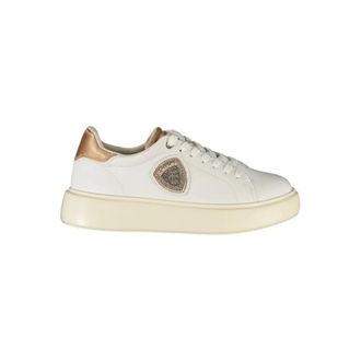 Blauer Wei&szlig;e Leder Damen Sneaker mit Bronzefarbenen Akzenten - - Shoes - Damen - Wei&szlig; - 40 EU