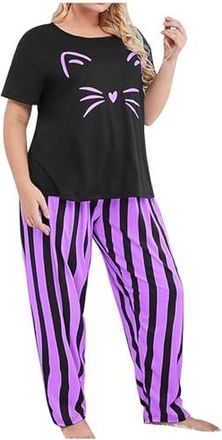 Generic Ensembles de Pyjama pour Femme d&eacute;t&eacute; Coton Femmes Enceintes Extensible Bas Confortable Deux Pi&egrave;ces Nuit Short Ray&eacute; Ou Floral Tendance en Luxueux