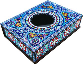 F Fityle DIY Diamantmalerei Schmuckschatulle Holz Aufbewahrungsbox, kreatives -Kunst-Kit Schmuckschatulle Diamant-Holzkiste, Styled