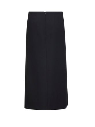 Blanca Vita Womens Black Cady Midi Skirt With Asymmetric Hemline Polyester