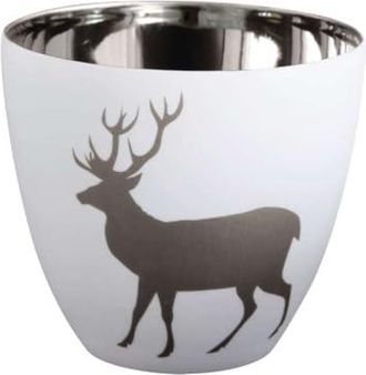 ASA Xmas Windlicht Hirsch Weiss/Silber Porzellan