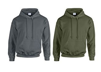 Gildan Sweat &agrave; capuche pour, 1 x anthracite + 1 x militaire + 1 x bloc-notes Hl Achat, XXL