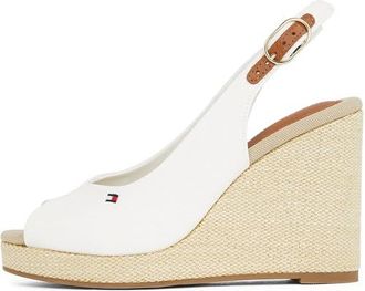 Tommy Hilfiger Espadrilles Compens&eacute;es Femme Flag High Slingback &agrave; Bride Cheville, Blanc (Ecru), 40