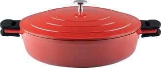 Kelomat 3547-385, Schmorpfanne, Keramik Red, 32 cm Durchmesser, 68.5 x 36.5 x 22 cm, Induktion, Aluminiumguss, ThermoStahlboden, für Herd und Backofen