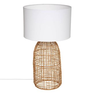 Atmosphera Atmosphera - Zylinderlampe Karla - Rattan - Wei&szlig; H56 cm