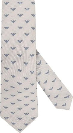 Emporio Armani Seidenkrawatte mit Logo-Muster und Diagonalstruktur in