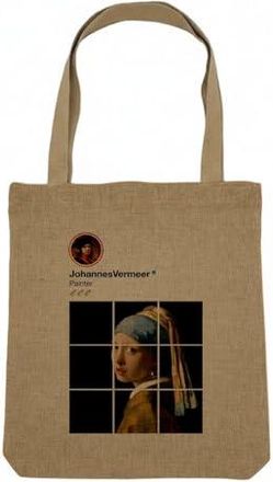 Fabulous Sac Shopping Tote Bag Aspect Lin - Johannes Vermeer R&eacute;seaux Sociaux Peinture Peintre - Sac de Courses Toile Epaisse 360g Beige Naturel Cabas Port&eacute; Epa