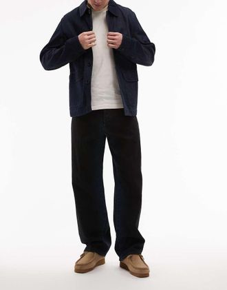 Obey Klassische, weite Jeans in dunkelblauer Waschung mit Indigo-Spray