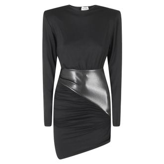 Andamane Femme, Robes, Noir, Taille: 36 FR Robe mini drap&eacute;e Ursula en similicuir vegan