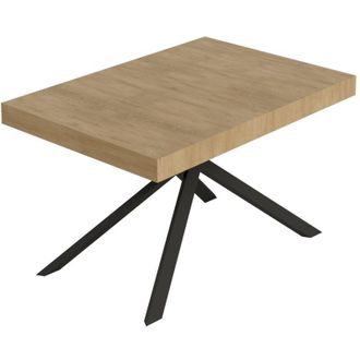 Itamoby Niket ausziehbarer Tisch 120/204x80 cm, Eiche natur mit anthrazitfarbenen Beinen