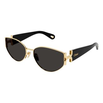 Chlo&eacute; Femme, Accessoires, Noir, Taille: 59 MM Lunettes de soleil oversize pour femme avec design embl&eacute;matique
