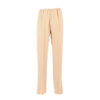 Forte_Forte Femme, Pantalons, Beige, Taille: 42 FR Pantalon &agrave; Taille &Eacute;lastique en Satin Envers