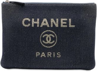 Chanel Clutches - Medium Denim Deauville O Case Clutch - Gr. unisize - in Blau - für Damen