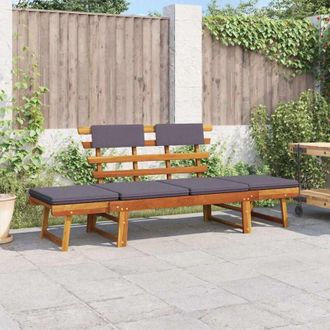 vidaXL Vidaxl - Chaise longue avec coussin 2-en-1 190 cm Bois solide dacacia