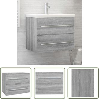 vidaXL The Living Store Armoire de lavabo Sonoma gris 60x38,5x48 cm Bois ding&eacute;nierie - Meuble De Salle De Bain - Armoire De Lavabo - Rangement Salle De