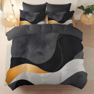 Generic Bettw&auml;sche-Set f&uuml;r Kinder 200 x 200 cm mit Rei&szlig;verschluss, Weiche Kuschelige Mikrofaser Bettbezug, dekoratives Einfache Abstrakte Linien Muster f&uuml;r M&auml;