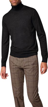 Pierre Cardin Herren Pullover Rundhals Strick Rolli | M&auml;nner Basic Strickpulli | Mordern Fit | Garment Dyed Washed | Schwarz 5037 9000 | M