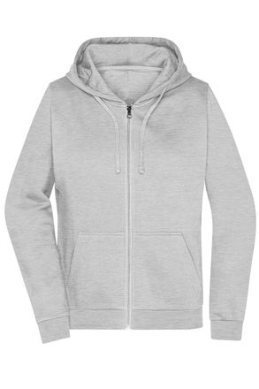 James & Nicholson Damen Basic Kapuzen-Sweatjacke - Leicht taillierte Sweatjacke mit Kapuze | Farbe: Grey-Heather | Gr&ouml;sse: 3XL