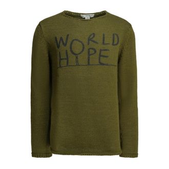 Comme Des Gar&ccedil;ons World Hope Grafik Strickpullover - - Knitwear - Herren - Gr&uuml;n - XL