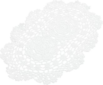 Artibetter H&auml;kel Platzset aus Baumwolle Rustikales Tischset mit Spitzenmuster Handgefertigte Tischdekoration f&uuml;r Wohnr&auml;ume Hochzeiten und K&uuml;che 25X35cm Wei&szlig;