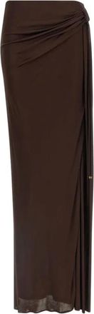 Elisabetta Franchi Femme, Jupes, Brun, Taille: 36 FR Knot Split Maxi Skirt