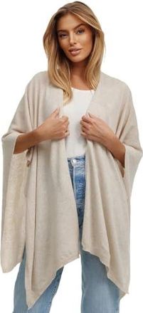 Glamexx24 Poncho pour femme - Sensation cachemire - Cape en tricot - Cardigan XXL - Pour le printemps et lautomne - Fabriqu&eacute; en Italie, beige, taille unique