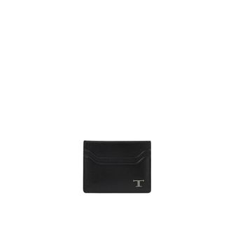 Tod's Homme, Accessoires, Noir, Taille: ONE Size Porte-cartes en Cuir Noir Design Minimaliste