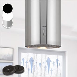 Klarstein Klarstein - Insel-Abzugshaube, Dunstabzug f&uuml;r Arbeitsplatte, 600m&sup3;/h Luftstrom, Verstellbare Inselhaube Umluft Freih&auml;ngend mit Rohr-Design, 3 Stufen