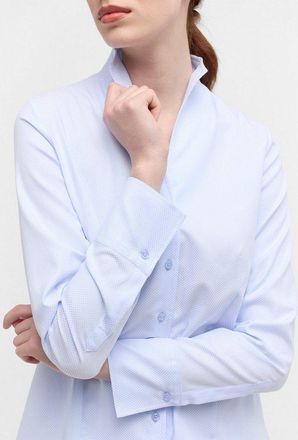 Eterna Blusentop ETERNA REGULAR FIT Langarm Bluse mittelblau strukturiert 7001-12-D266