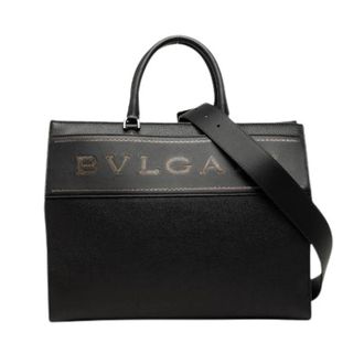 Bulgari Pre-owned Logo Grained Calf Leather Tote Bag - - Pre-owned - Damen - Schwarzk - ONE SIZE