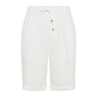 Brunello Cucinelli Homme, Shorts, Blanc, Taille: L Pantalon Fusel&eacute; &agrave; Cordon de Serrage