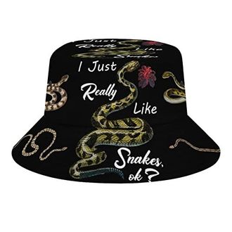 Generic Serpents Animaux Blancs Seau Chapeau Mode Chapeaux De Visière Respirant Bucket Hat pour Voyage Plage Randonnée