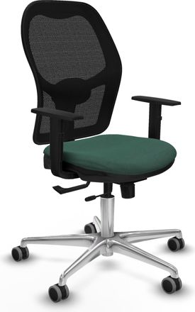 Piqueras y Crespo Drehstuhl mit 1D-Armen, h&ouml;henverstellbare Lendenwirbelst&uuml;tze, ausgestattet mit Syncro/Traslack und injiziertem Schaum, Schwarz/Flaschengr&uuml;n
