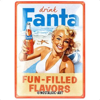 Nostalgic Art Retro Blechschild, 30 x 40 cm, Fanta - Beach Girl - Geschenk-Idee als Bar-Zubehör, Original Lizenzprodukt (OLP), aus Metall, Vintage Design, Blechschi