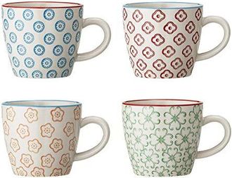 Bloomingville Petites Tasses à café Emma - Tasses à thé Tasse à café pour Le Bureau et la Maison, Cadeau sain ø 7,5 x H 7,5 cm, Bleu Rouge Orange Vert, Céramique, L