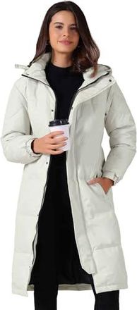 Allegra K Manteau DHiver &Eacute;pais Femme Douboune Chaud Parka &agrave; Capuche Veste Longue Rembourr&eacute;e Blanc M