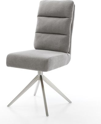 DELIFE Drehstuhl Pela-Flex Strukturstoff Soft Grau Kreuzgestell breit Edelstahl 360&deg; drehbar Wippfunktion Taschenfederkern, Esszimmerst&uuml;hle