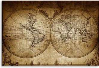 Paul Sinus Art 100x70cm Bild Sepia Vintage Weltkarte 1733