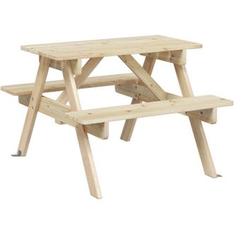 vidaXL Picknicktisch f&uuml;r 4 Kinder mit Schirmloch Massivholz Tanne vidaXL